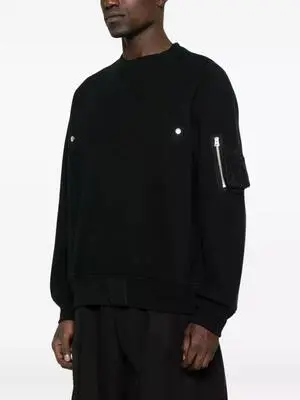 Sacai Button-fastening Zip-pocket Sweater - Black