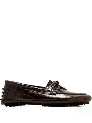 Le Monde Beryl Crocodile-effect Leather Loafers