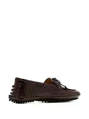 Le Monde Beryl Crocodile-effect Leather Loafers