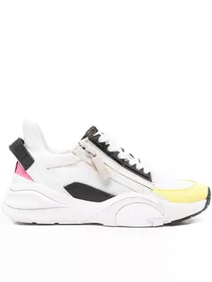 Guess Zip-detail Panelled Sneakers - White