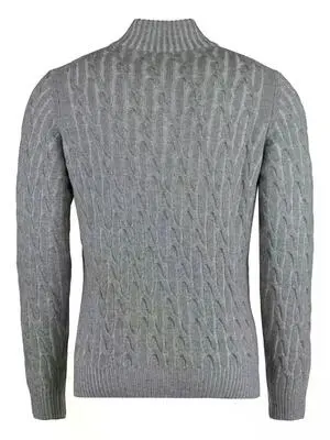 MOORER Cable-knit Half-zip Pullover - Grey