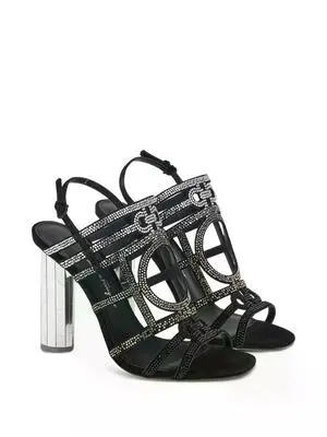 FERRAGAMO Crystal-embellished Block-heel Sandals