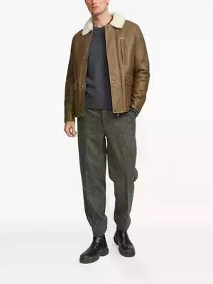 YVES SALOMON Shearling Collar Leather Jacket