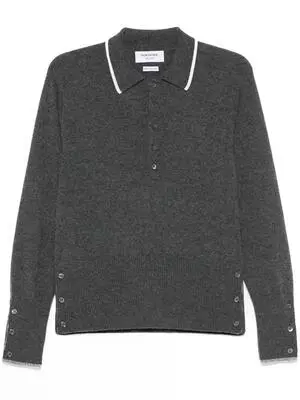 Thom Browne Browne 65 Intarsia Cashmere Polo Shirt - Grey