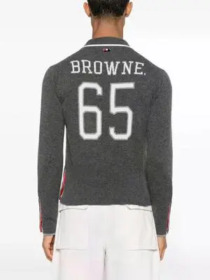Thom Browne Browne 65 Intarsia Cashmere Polo Shirt - Grey