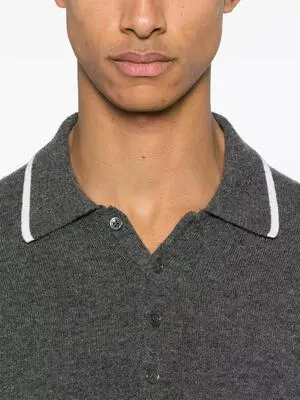 Thom Browne Browne 65 Intarsia Cashmere Polo Shirt - Grey