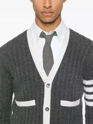 Thom Browne 4-bar V-neck Cashmere Cardigan - Grey