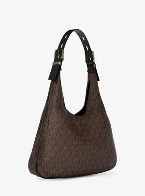 Michael Kors Nolita Large Signature Logo Shoulder Bag - Brown