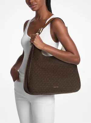 Michael Kors Nolita Large Signature Logo Shoulder Bag - Brown