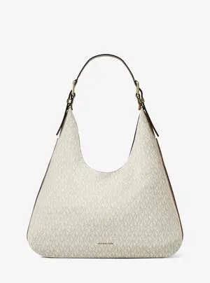 Michael Kors Nolita Large Signature Logo Shoulder Bag - Natural