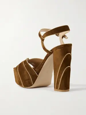 GIANVITO ROSSI Metallic Leather-trimmed Suede Platform Sandals