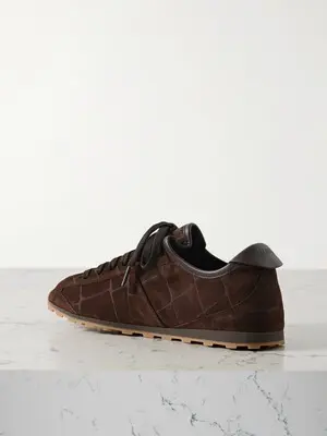 Jacquemus The Tennis Leather-trimmed Croc-effect Suede Sneakers - Brown