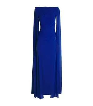 Talbot Runhof Tulle Cape-overlay Gown