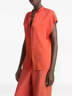 Vince Cap-sleeve Placket Blouse - Red