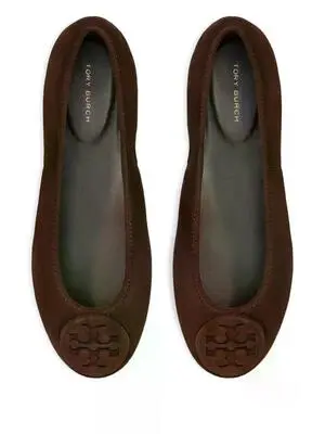 Tory Burch Logo-embellished Suede Ballet Flats