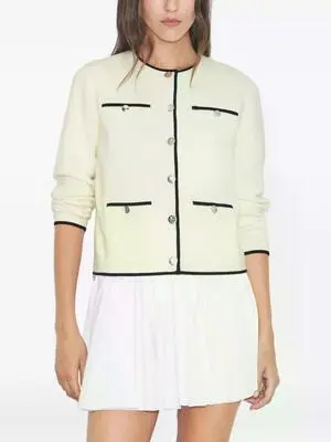 Tory Burch Kendra Buttoned Cardigan With Trims - Neutrals