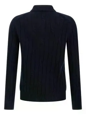 ZANONE Cable-knit Button-placket Polo Shirt - Blue