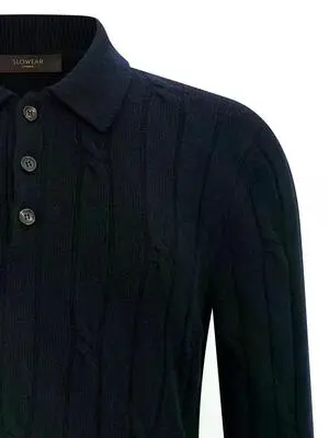 ZANONE Cable-knit Button-placket Polo Shirt - Blue