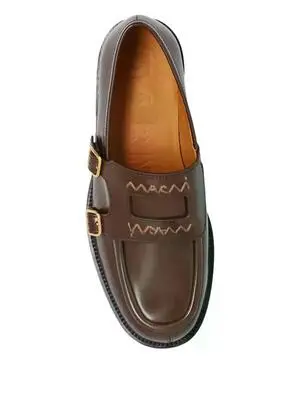 Marni Embroidered-logo Leather Loafers