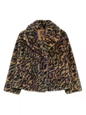 A.p.c. Leopard Print Double-breasted Jacket - Brown