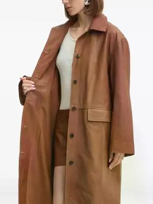 HERSKIND Button-fastening Leather Coat