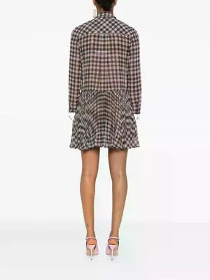 SELF-PORTRAIT Pleated Checked Dress