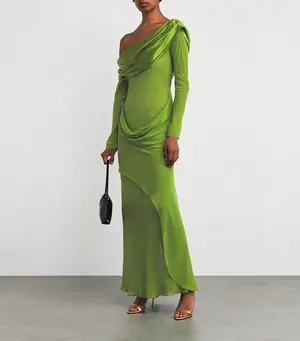 Christopher Esber Draped Silk Maxi Dress - Green