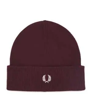 Fred Perry Wool-cotton Classic Beanie - Burgundy