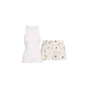 SKIMS Cotton Poplin Boxer Sleep Set - Marble Cherub Print