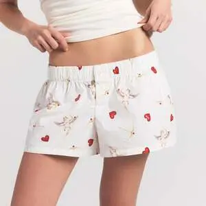 SKIMS Cotton Poplin Boxer Sleep Set - Marble Cherub Print