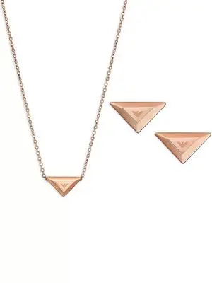 Emporio Armani Logo Pendant And Earrings Set - Pink
