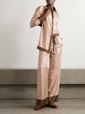 Gucci Striped Silk-twill Wide-leg Pants