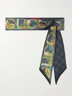 Gucci Printed Silk-twill Scarf - Black
