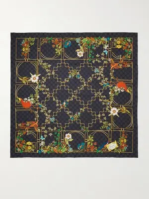 Gucci Printed Silk-twill Scarf - Black