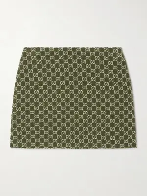 Gucci Jacquard-knit Cotton-blend Bouclé Mini Skirt - Green