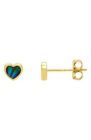 Estée Lauder Abalone Heart Stud Earrings - Gold