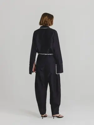 ALAS Cotton Silk Barrel Leg Pants - Black
