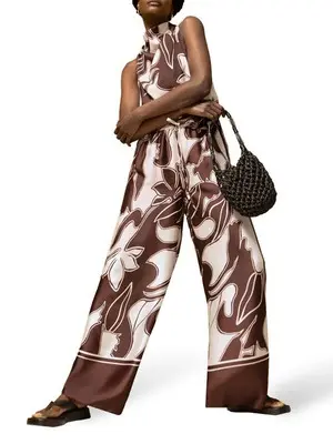 RO&ZO Printed Wide Leg Trousers