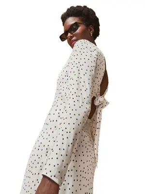 RO&ZO Polka Dot Tie Back Midi Dress