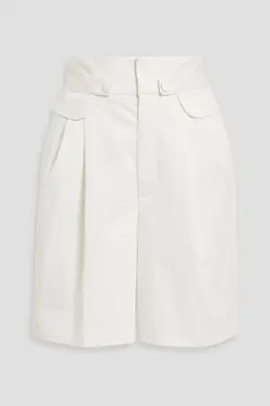 Red Valentino Pleated Cotton-blend Twill Shorts - White