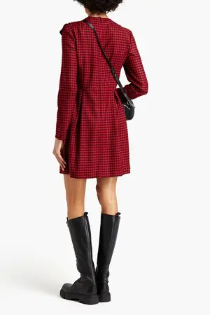 Red Valentino Pleated Gingham Jacquard Mini Dress