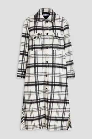 Red Valentino Checked Brushed Wool-blend Felt Coat