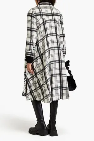 Red Valentino Checked Brushed Wool-blend Felt Coat