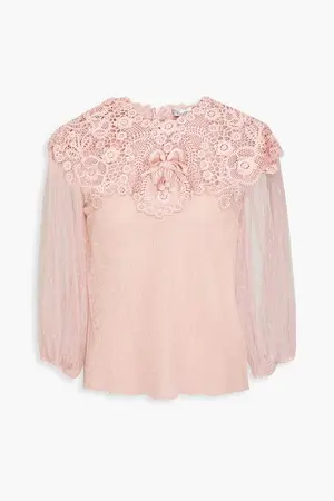 Red Valentino Embellished Point D'esprit Blouse
