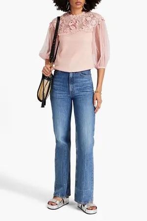 Red Valentino Embellished Point D'esprit Blouse