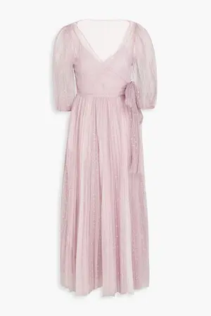 Red Valentino Point D'esprit Midi Wrap Dress