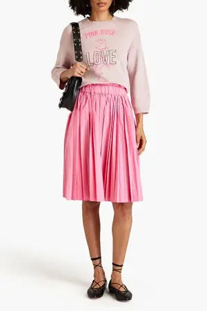 Red Valentino Pleated Cotton-blend Skirt