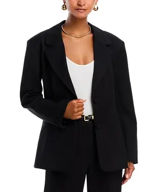 Aqua Cinch Waist Two-button Blazer - Black
