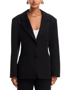 Aqua Cinch Waist Two-button Blazer - Black