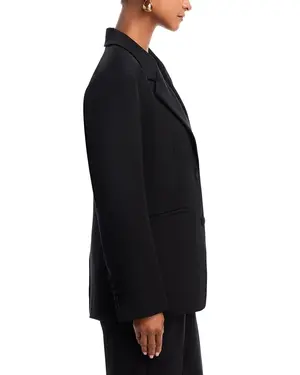 Aqua Cinch Waist Two-button Blazer - Black